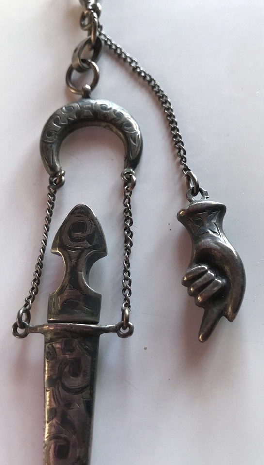 *GREAT ANTIQUE HALLMARKED SILVER SWORD IN SHEATH & HAND WATCH FOB* | eBay