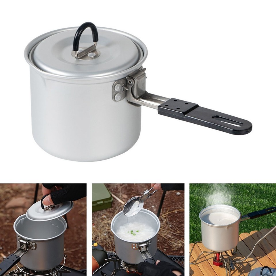 Aluminum Camping Cooking Pot 770ml with Foldable Handle for Easy ...