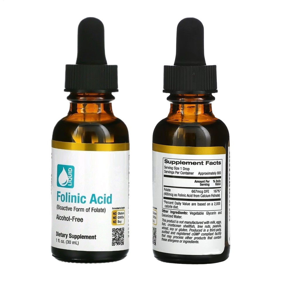 California Gold Nutrition Folinic Acid Alcohol 1 FL Oz (30 Ml) - Lon | eBay