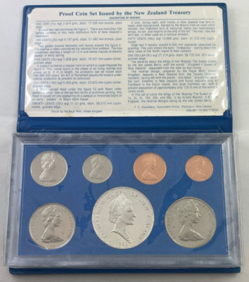 1982 Proof Coin Set Issued by the New Zealand Treasury - 7 Coins ...