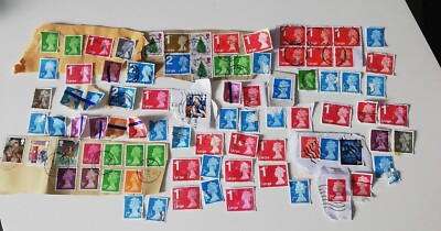 85 x Damaged / Used Stamps Varies Values 1st and 2nd UK Franked Bad ...