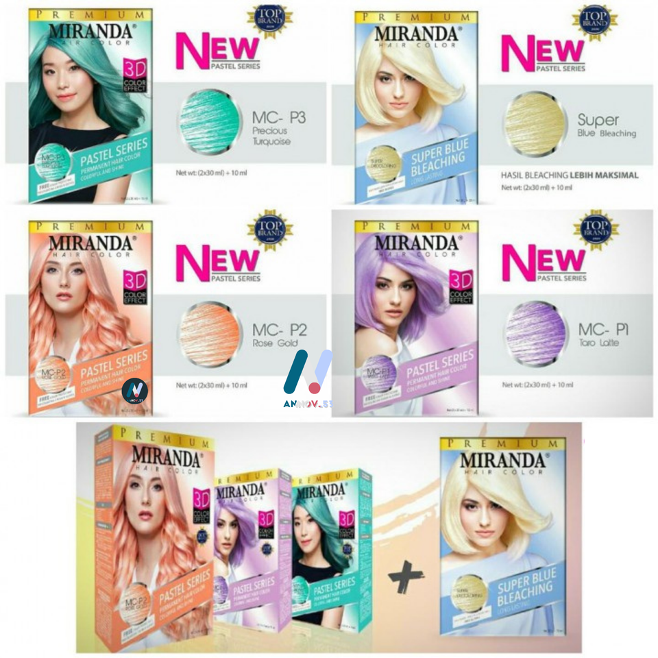 2X MIRANDA 3D Permanent Hair Dye Shine Moisturizer Color Pastel #MC-P2 ...