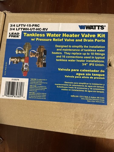 Watts Tankless Water Heater Valve Kit w/ pressure relief valve and ...
