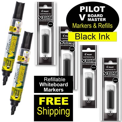 Pilot V Board Master Refillable Whiteboard Markers 43914 & Refills ...