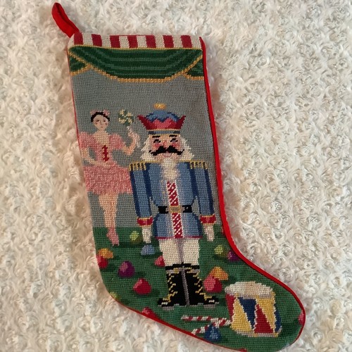 Vtg. velvet wool needlepoint Nutcracker Ballerina classic Christmas ...