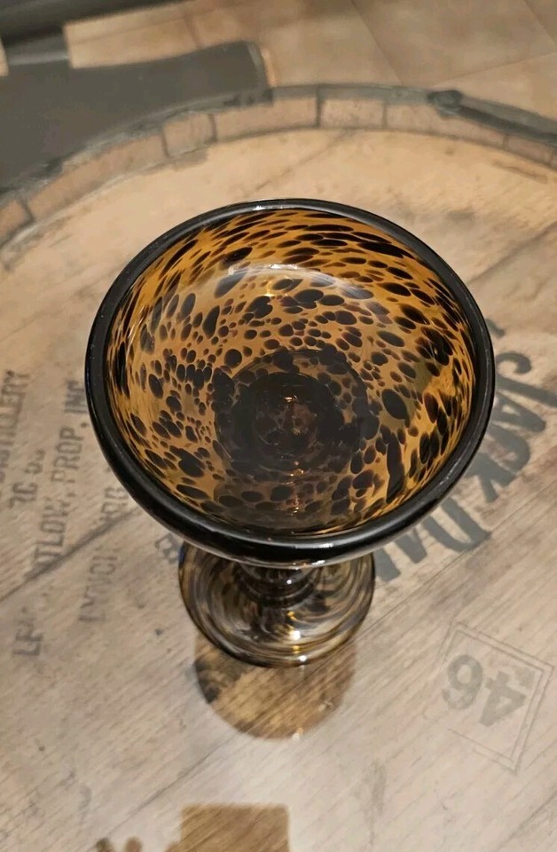 Vintage Amber Tortoise Shell Art Glass Candle Holder 7" | eBay