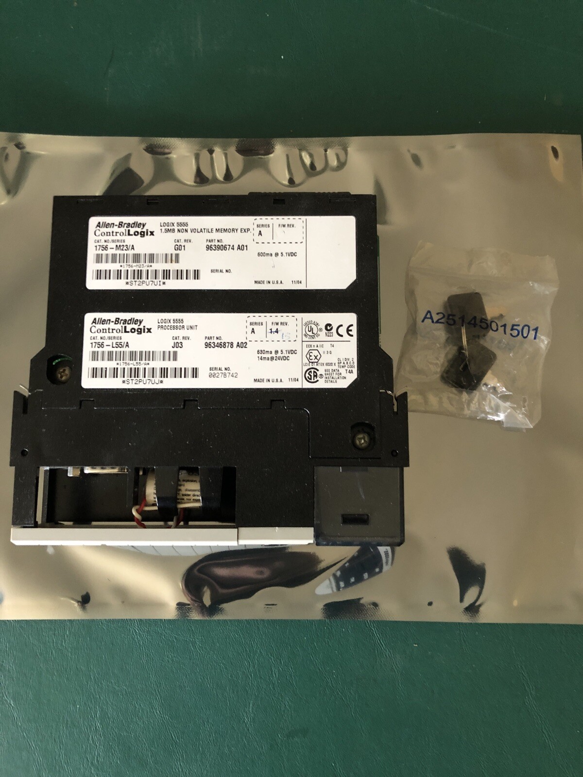 ALLEN BRADLEY CONTROLLOGIX 5555 1756-L55M23 SER. A F/W 1.3 PROCESSOR ...