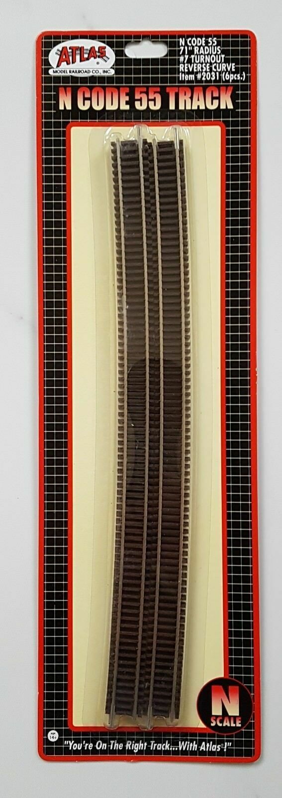 Atlas N Scale ~ Code 55 Track ~ Curve #7 Turnout Reverse Curve (6 ...