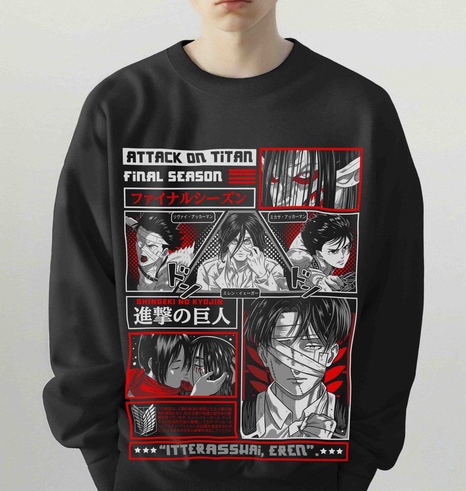 Attack On Titan Sweatshirt Levi Sweater Eren AOT Mikasa Anime Unisex ...