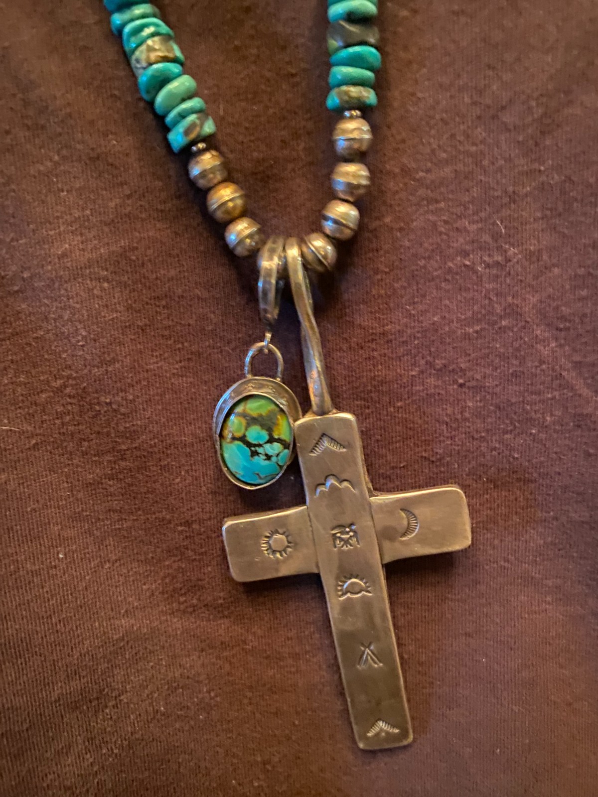 Sundance Artist Sterling Silver Heritage Cross Necklace w Turquoise ...