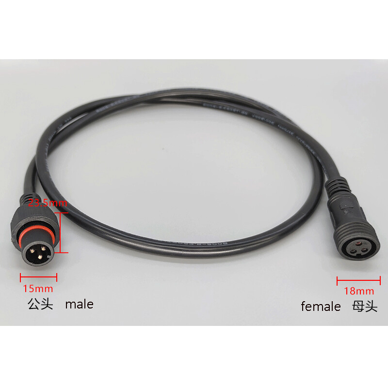 3 Pin Waterproof Male Female Connector Electrical Wire Plug Power Cable ...