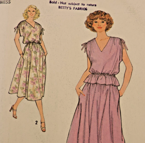 Misses Simplicity 8856 Drawstring Shoulder/Full Dress Sz: 14/16 B 36/38 ...