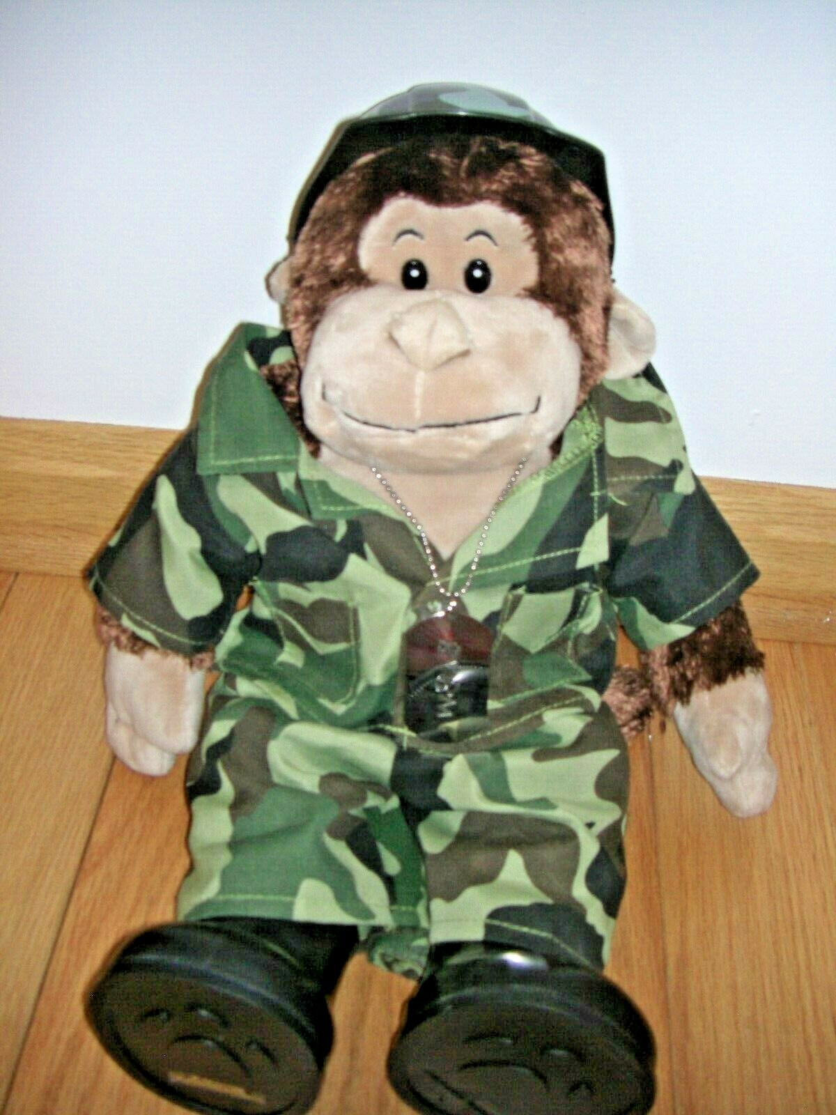 Build A Bear Army --MONKEY--Camo Plush Stuffed 17" Dog Tags Military ...