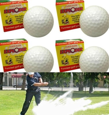 (4) Exploding Golf Balls ~ Explodes into Cloud Smoke ~ Gag Prank Joke ...