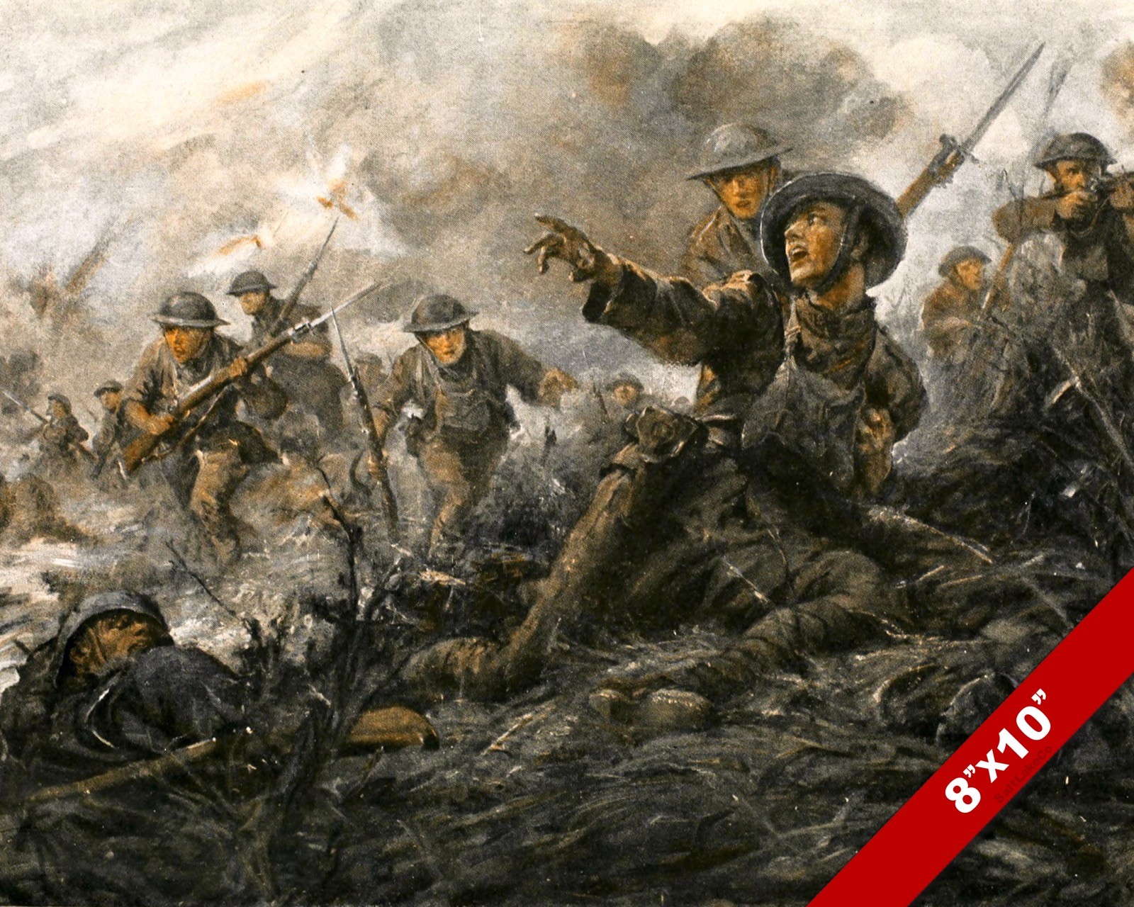 2ND BATTLE OF MARNE WWI WORLD WAR 1 MILITARY ART PAINTING REAL CANVAS ...