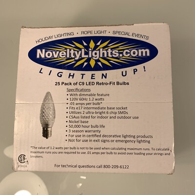 25 Pack C9 Yellow LED Replacement Christmas Light Bulbs , Novelty ...