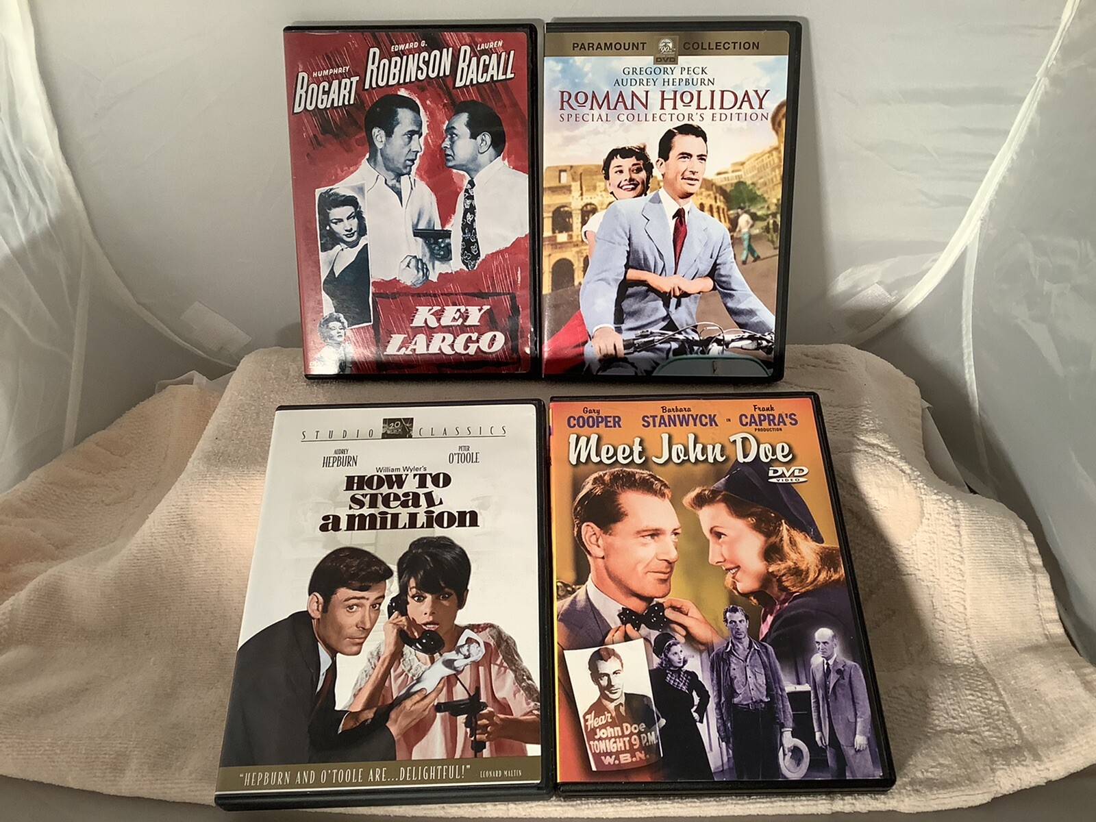 Lot Four Vintage DVDs Key Largo,Meet John Doe,Roman Holiday,How To ...