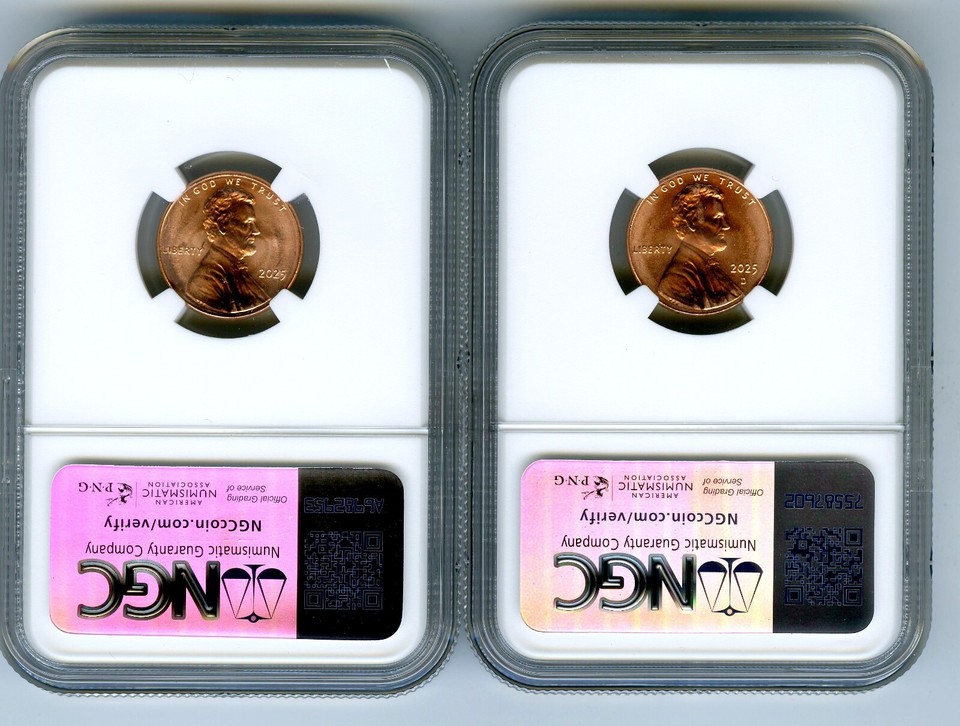 2025 P & D LINCOLN SHIELD CENT NGC MS66 2-COIN PENNY MATCHING SET FIRST ...