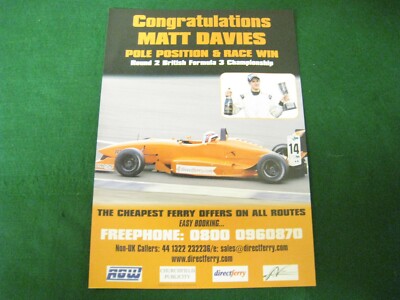 MATT DAVIES BRITISH FORMULA 3 F3 POSTER ADVERT READY FRAME A4 SIZE F ...