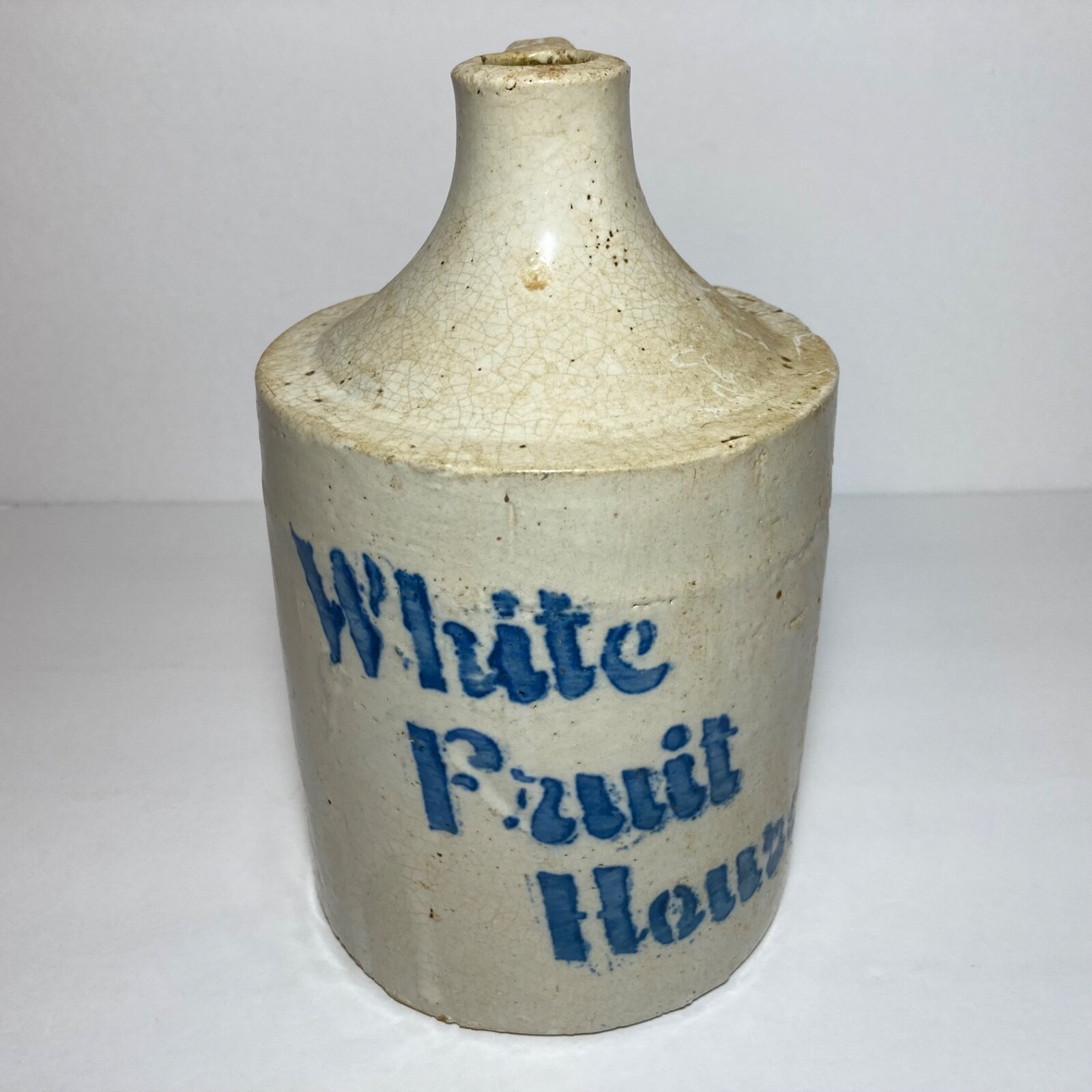 Antique White Fruit House Grocer Fort Wayne IN Stoneware Pottery Crock ...