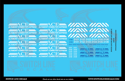 N Scale ACE Altamont Commuter Express F40PH Locomotives Decal Set | eBay