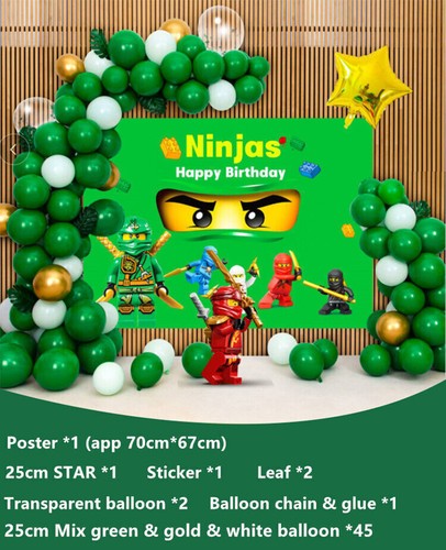 Ninjago Ninja Theme Balloon Happy Birthday Banner Backdrop Poster Party ...