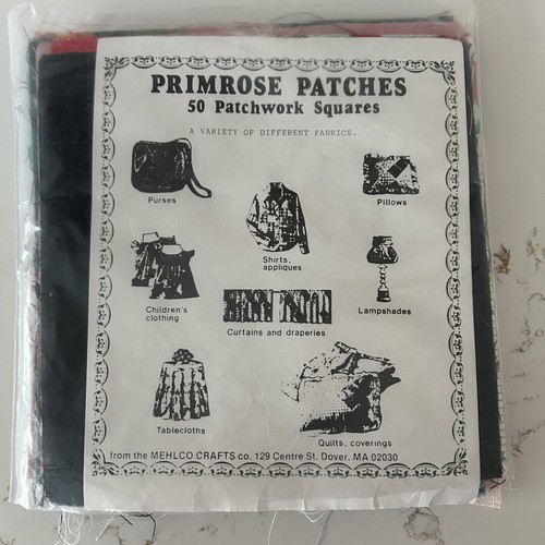 Vintage Primrose Patches 40 Patchwork Fabric Squares Quilting Mehlco ...