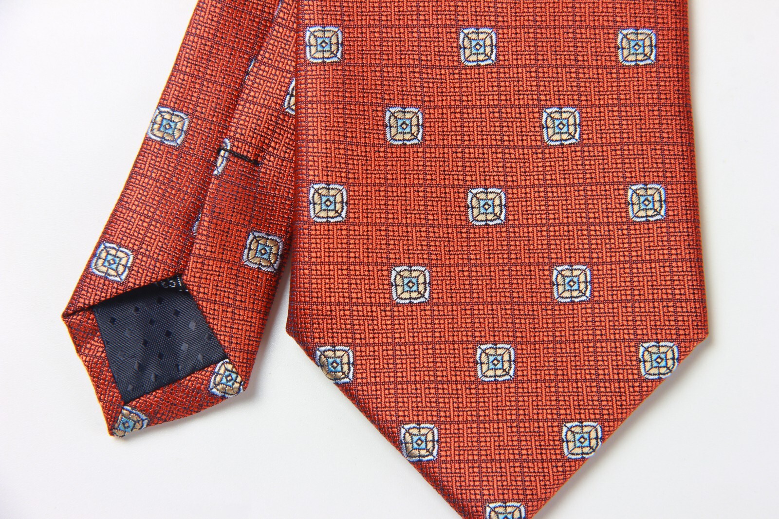 New Classic Polka Dot Brown Blue JACQUARD WOVEN 100% Silk Men's Necktie ...
