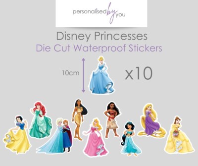 10 x Disney Princesses WATERPROOF Die Cut Vinyl Decal Stickers Laptop ...