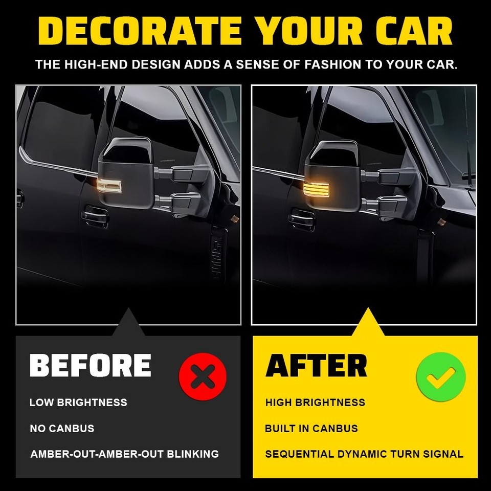 LED Side Mirror Marker Light Switchback For 17-23 Ford F250 F350 F450 ...