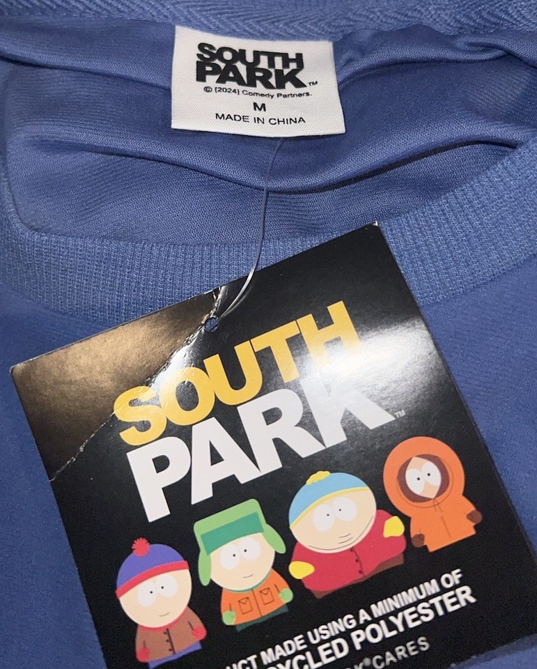 South Park Cartman Respect My Authority Long Sleeve Blue T-Shirt NWT ...