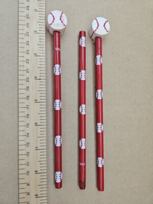 Vintage Baseball Pencils Lot of 3 Pencils Red Baseball with Baseball ...