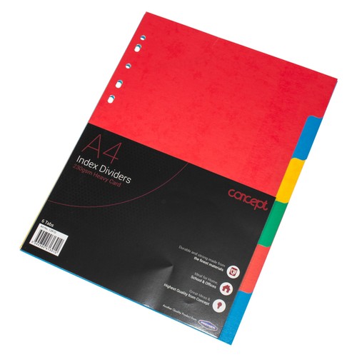 20 Pack x 6 Part Strong 230gsm Card Subject Dividers A4 Colour Index ...