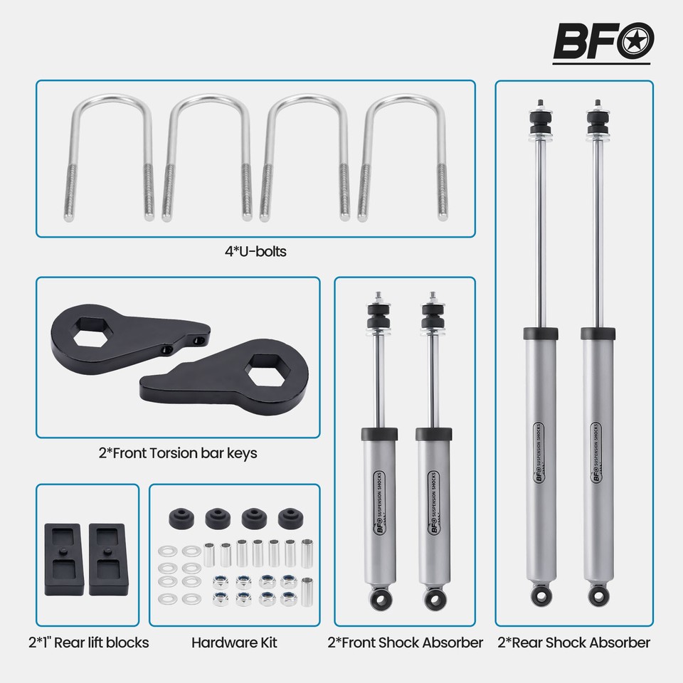 BFO 2.5 inch Leveling Lift Kit w/ Shocks For F150 F-150 4WD 1997-2003 ...