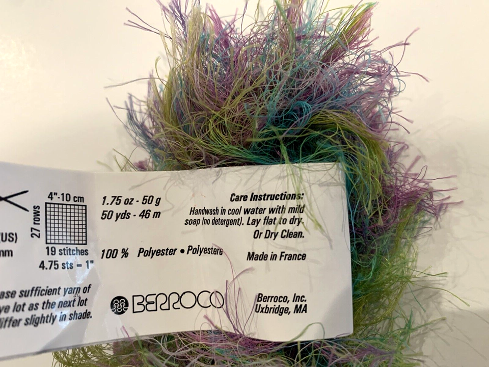 5 Hanks BERROCO ZAP Colors Eyelash Yarn #3452 Multicolor 50gms Dye lot ...