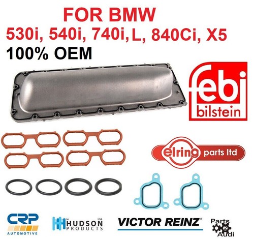 Engine Valley Pan Cover w Crossover Gasket,O-rings, 11pc Kit BMW E31 ...