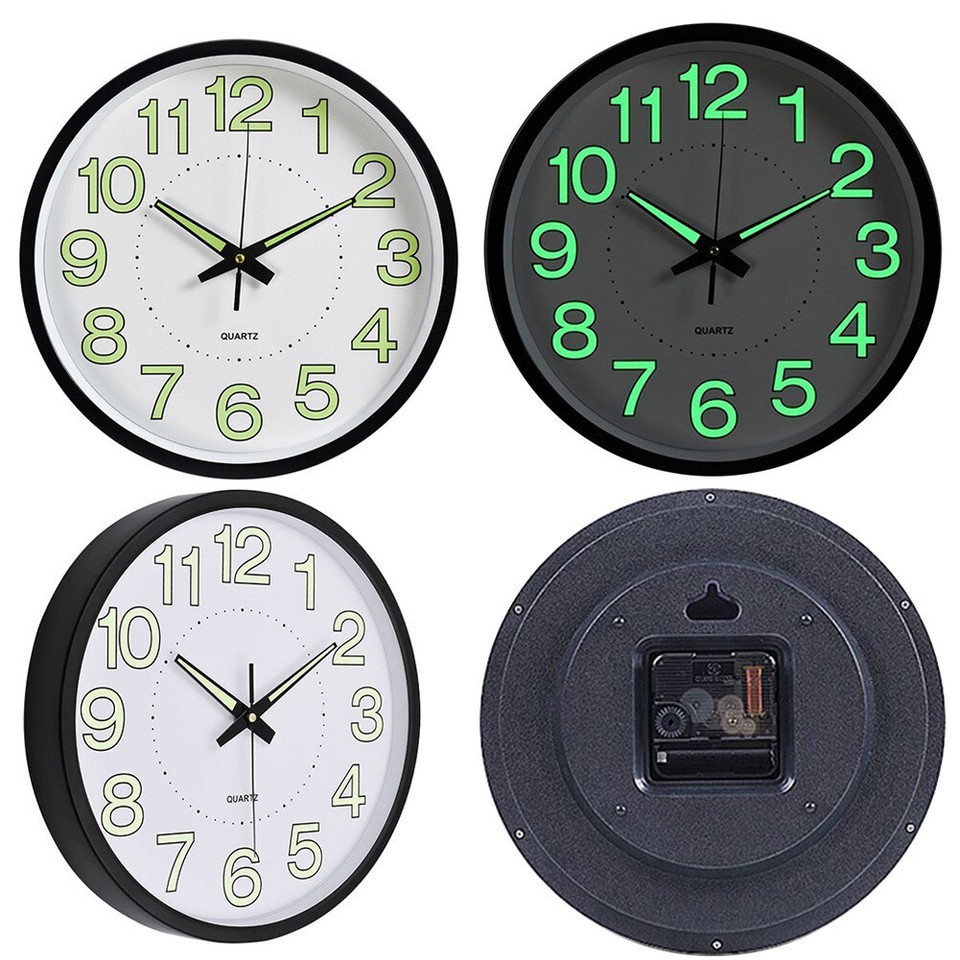 30CM Large Luminous Wall Clocks Glow In The Dark Silent Home Digital ...