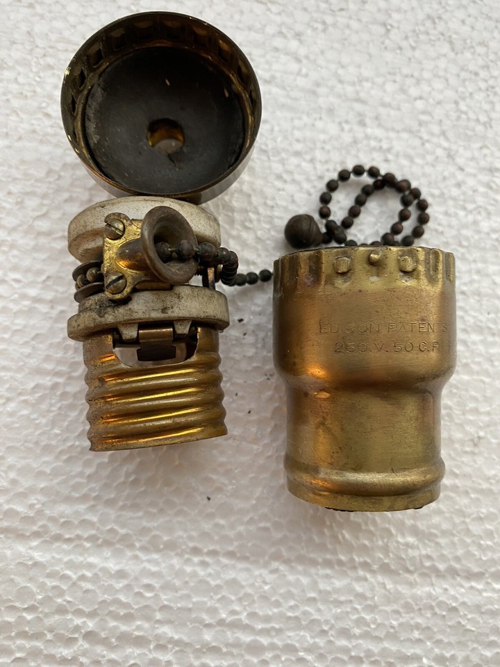Antique Light Socket Edison Patent Early Saturn Pull Chain Duffner ...