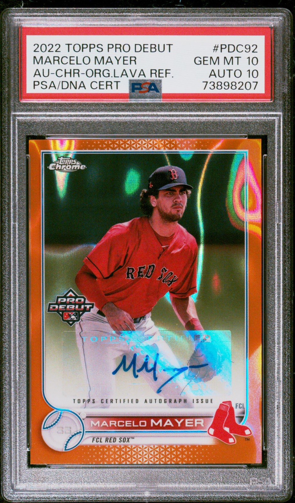 2022 Topps Pro Debut Chrome Marcelo Mayer Orange Refractor PSA 10 Auto ...
