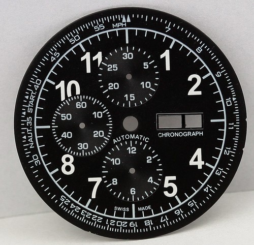 Watch dial for ETA Valjoux 7750 unused black - XXL dial new tachymeter ...