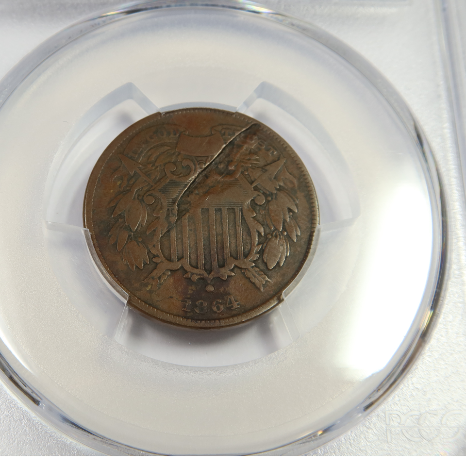 1864 PCGS F Detail - Small Motto - Shield 2c Two Cent US Coin #49797A ...