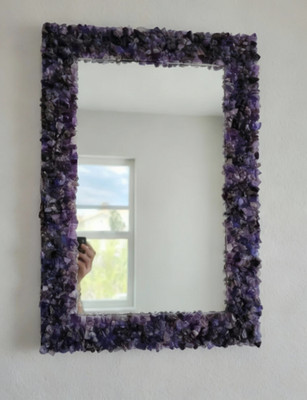 24x12 Amethyst Wall Mirror | Natural Crystal Handmade Luxury Gift Home ...