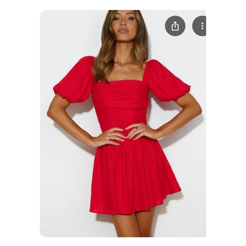 Hello Molly Pretty Pals Mini Dress Red Puff Sleeve Sm… - Gem