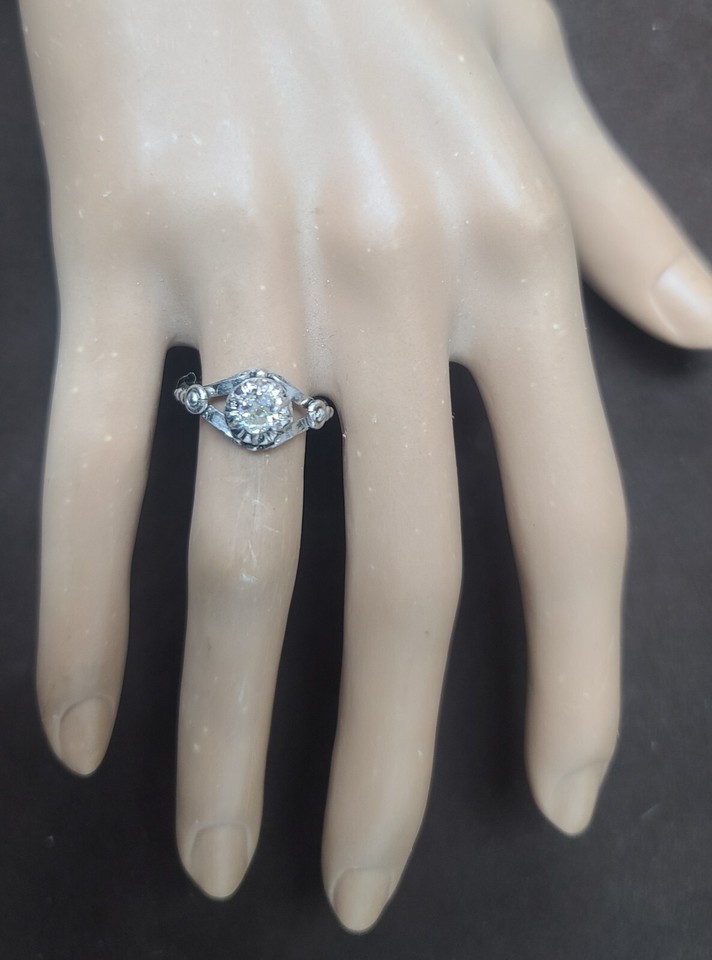 Platinum Vintage engagement ring 0.45ct.old mine cut Diamond circ 1910's | eBay