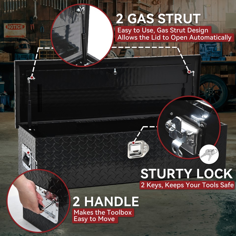 39"X13"X10" Aluminum Pick Up Truck Bed Tool Box with Sliding Shelf ...