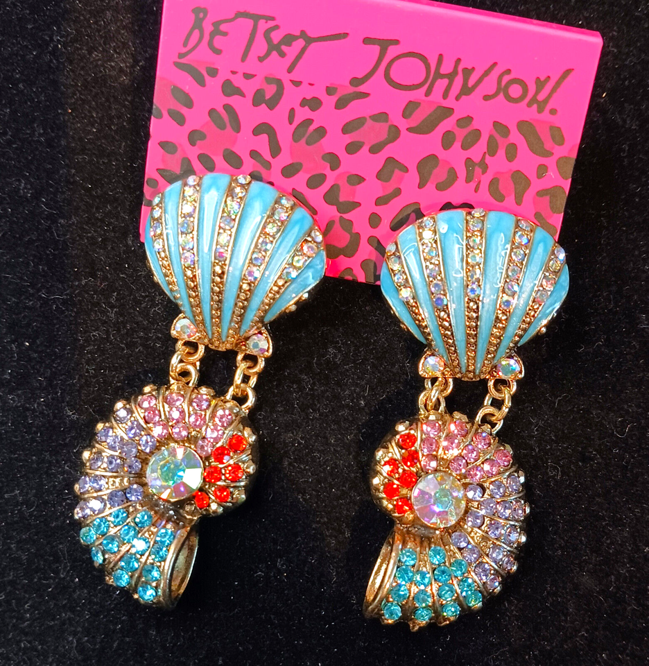 Colorful MERMAID Ocean SHELLS Rhinestone Conch Sea Shell Betsey Johnson ...