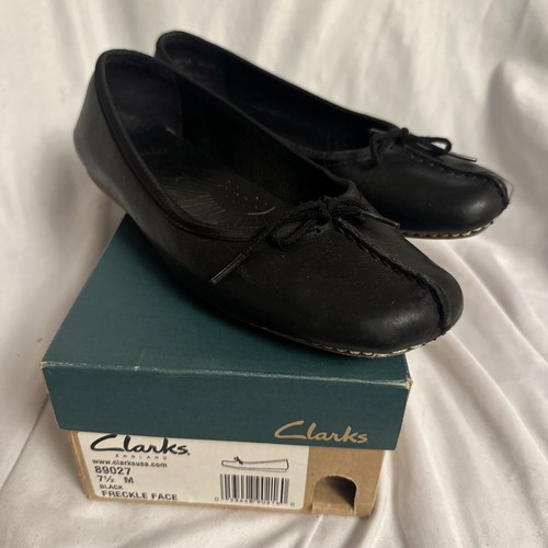 Clarks Black Freckle Face Woman’s Slip On Leather Sz 7.5 M | eBay