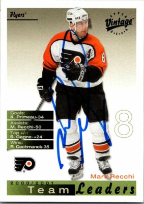 Mark Recchi autographed hockey card 2001 Upper Deck Vintage Team ...