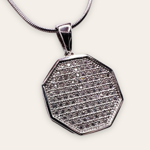 925 Sterling Silver Mirco CZ Pave Pendant Necklace LA5970 | eBay