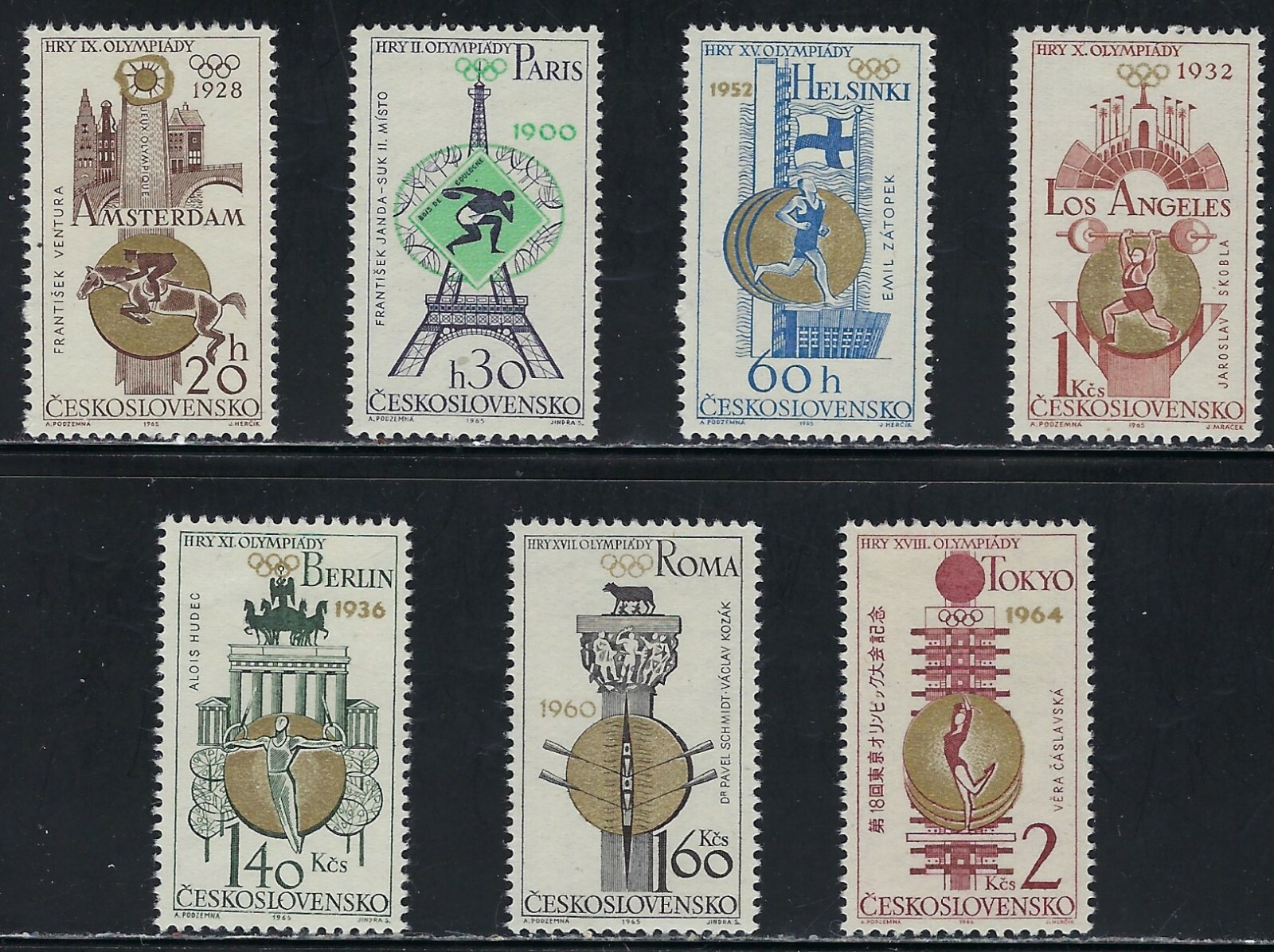 Czechoslovakia - Olympic Victories on Mint Stamps ............14P ...